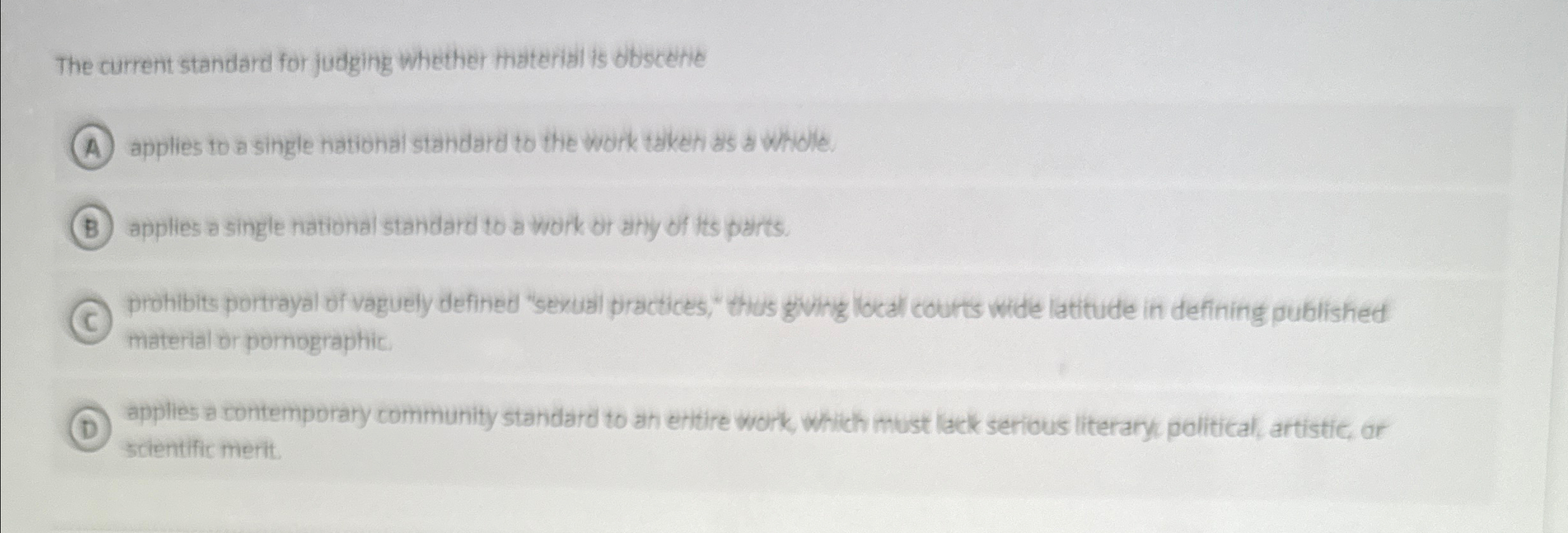 Solved The current standard for judging whether thaterial is | Chegg.com