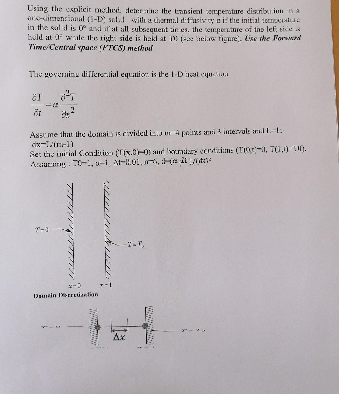 Solved Using the explicit method, determine the transient | Chegg.com