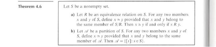 Solved Theorem 4.6 Let S be a nonempty set. a) Let R be an | Chegg.com
