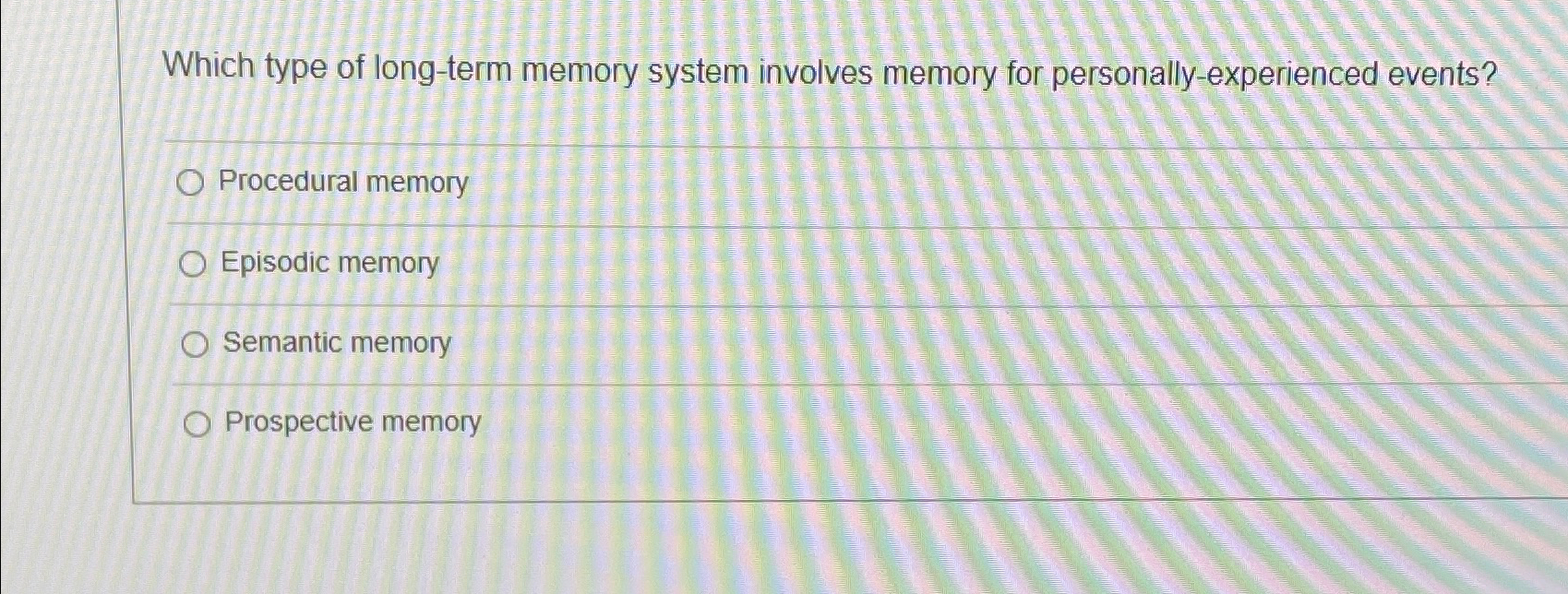 Solved Which type of long-term memory system involves memory | Chegg.com