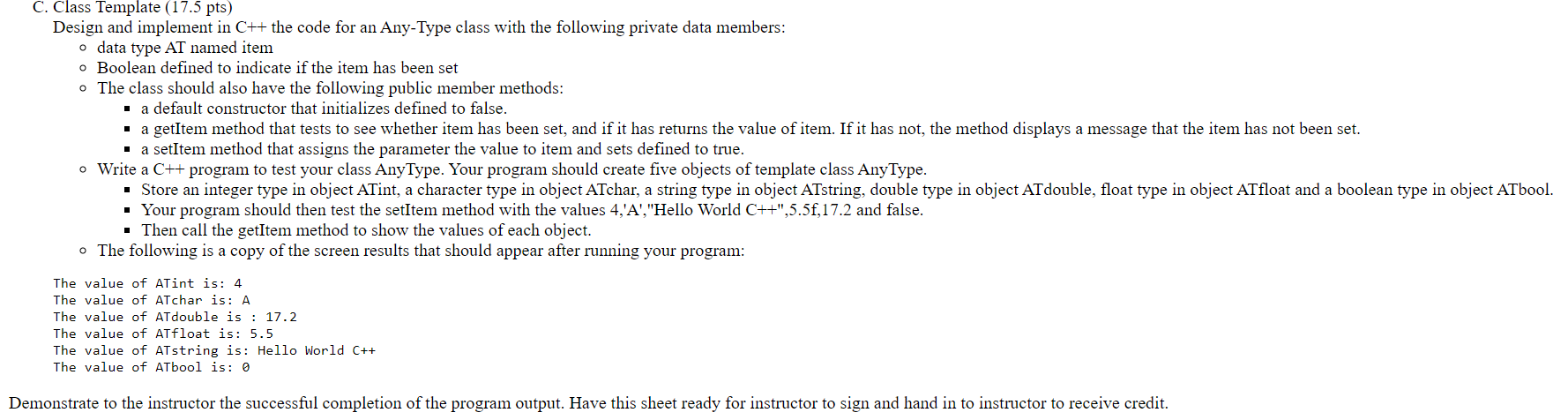Solved C. ﻿Class Template (17.5 ﻿pts)Design and implement in | Chegg.com