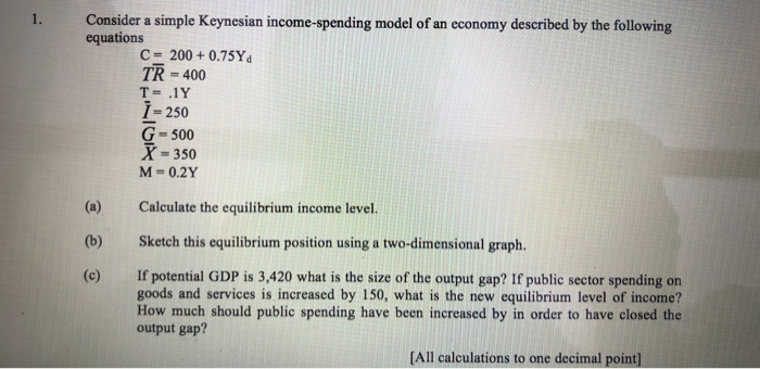 Solved Consider a simple Keynesian income-spending model of | Chegg.com