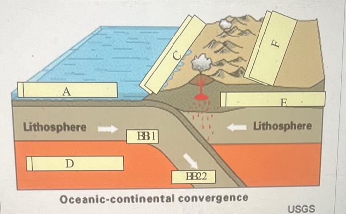Solved Oceanic-continental convergence Oceanic Crust | Chegg.com