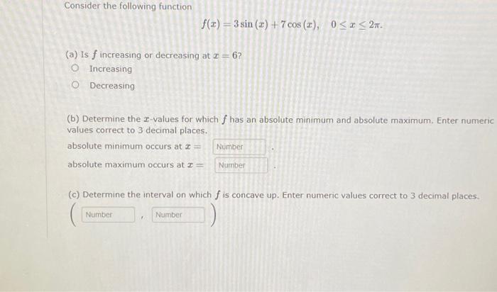 Consider the following function | Chegg.com