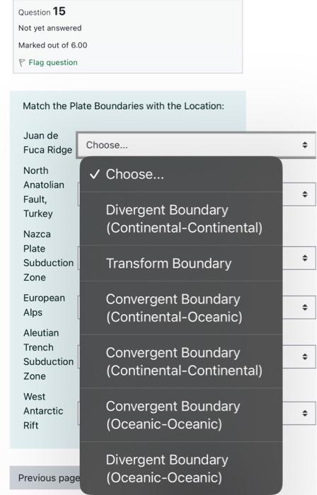 Solved Match the Plate Boundaries with the Location: | Chegg.com