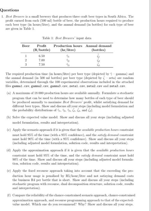 Stochastic Programming problem. guidance on approach | Chegg.com