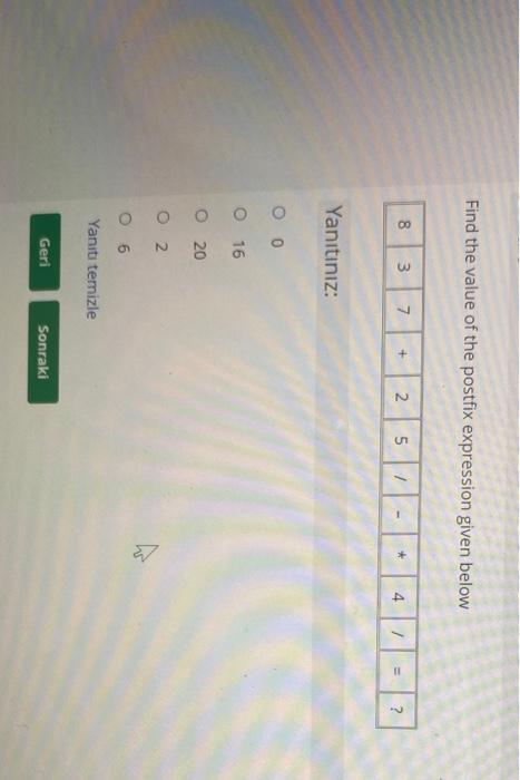 Solved Find the value of the postfix expression given below | Chegg.com