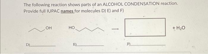 Solved The following reaction shows parts of an ALCOHOL | Chegg.com