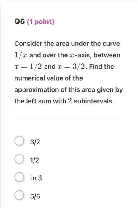 Solved Q1 (1 point) Choose the value of | Chegg.com
