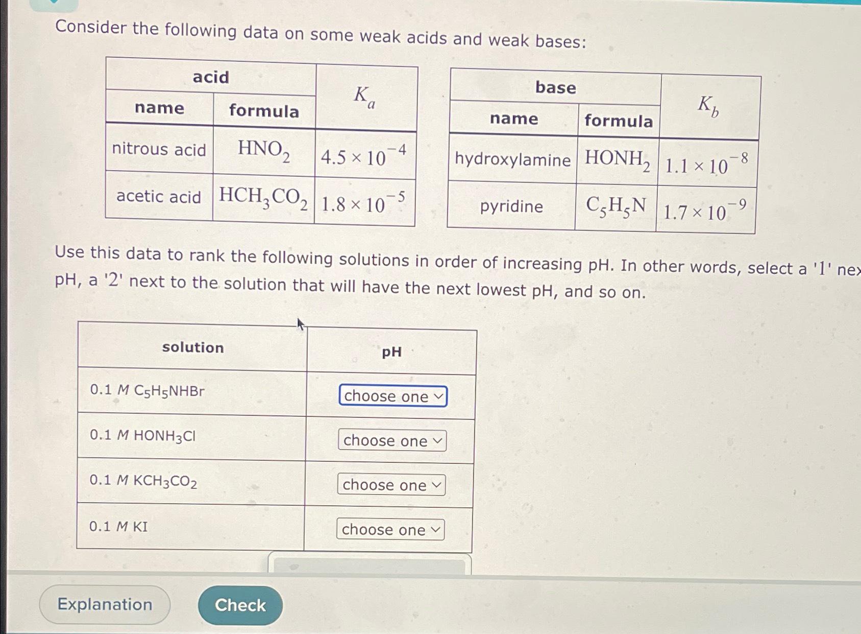 Solved Consider the following data on some weak acids and | Chegg.com
