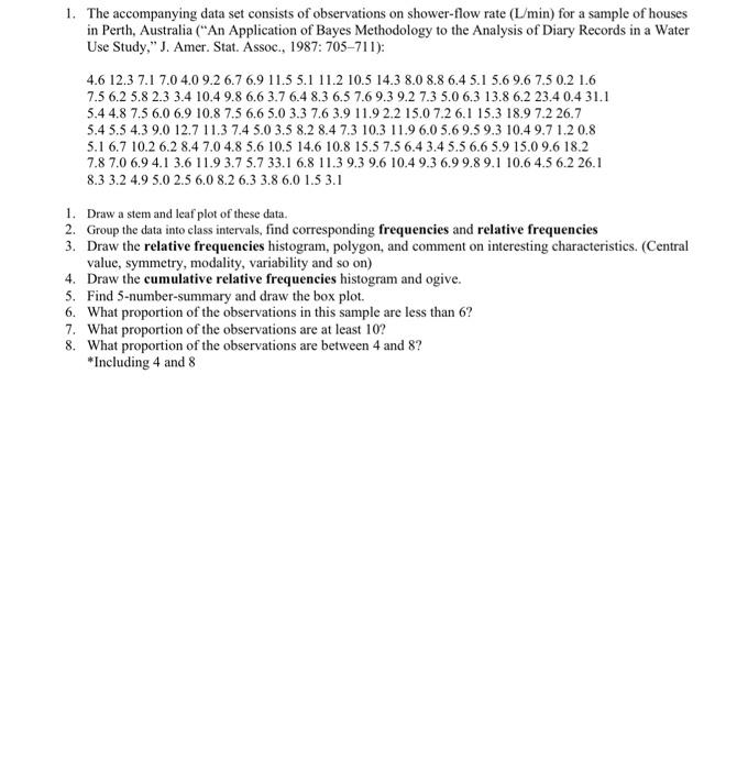 Solved 1. The accompanying data set consists of observations | Chegg.com