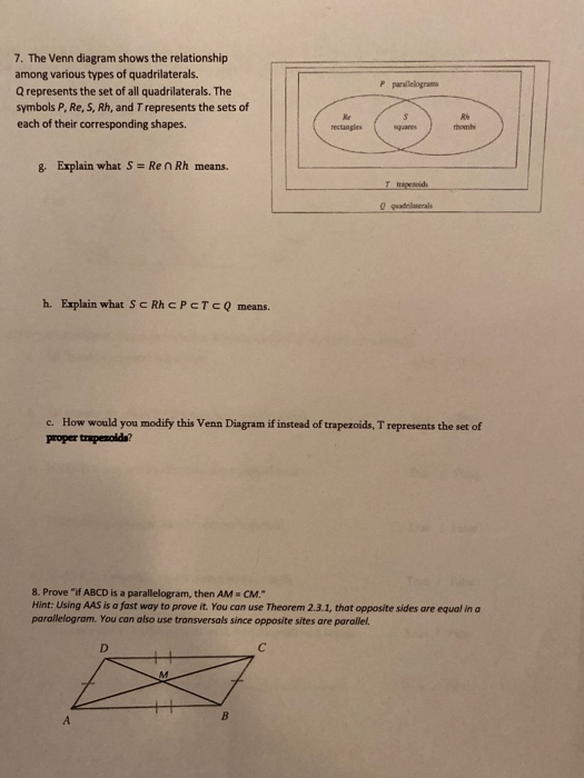 Solved P parallelograms 7. The Venn diagram shows the | Chegg.com