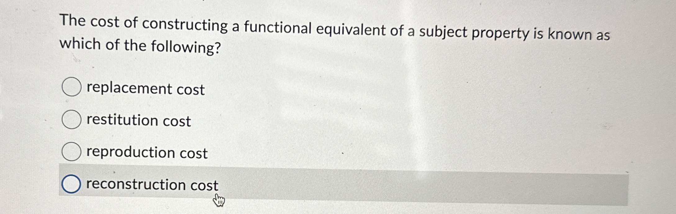 Solved The cost of constructing a functional equivalent of a | Chegg.com