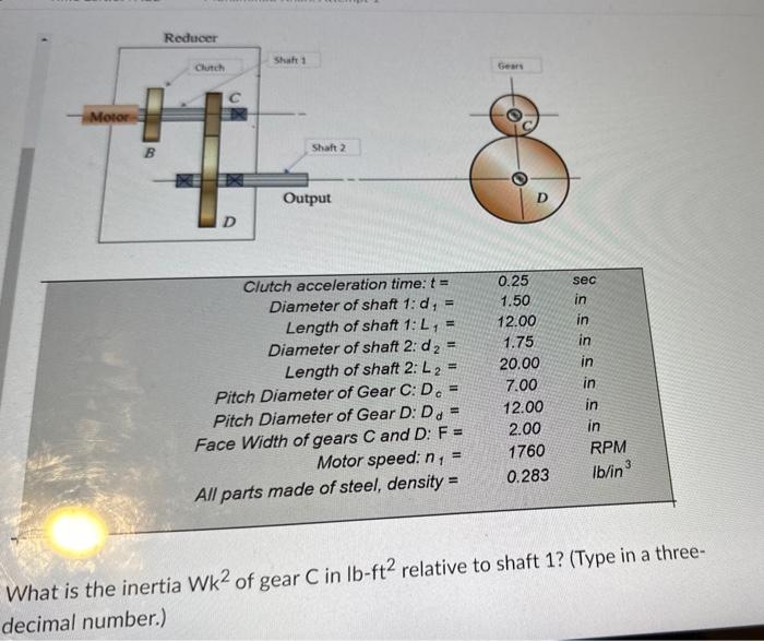 Solved What is the inertia Wk2 of gear C in lb−ft2 relative | Chegg.com