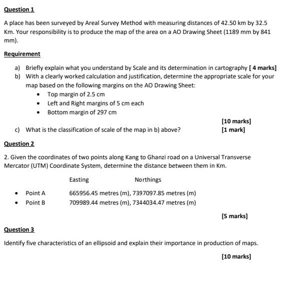Solved Question 1 A place has been surveyed by Areal Survey | Chegg.com