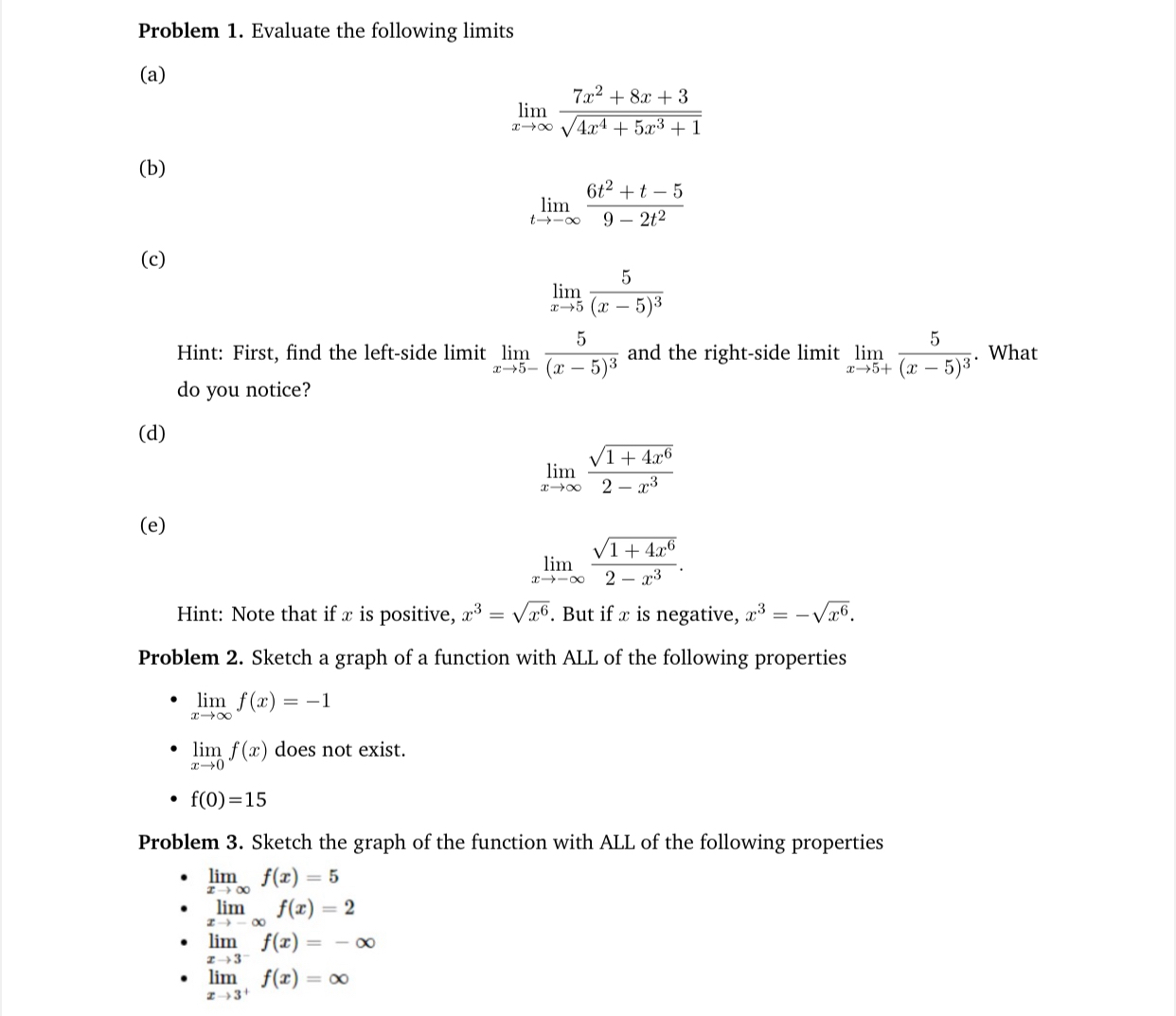 Solved Problem 1. ﻿Evaluate the following | Chegg.com