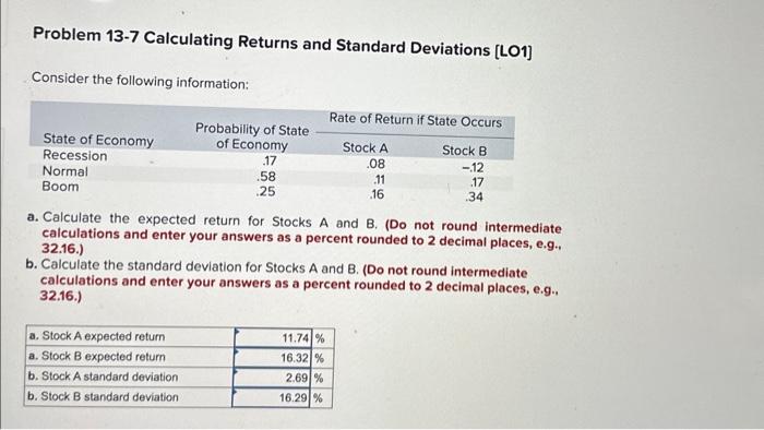 Solved Problem 13-7 Calculating Returns and Standard | Chegg.com Solved Problem 13-7 Calculating Returns and Standard | Chegg.com