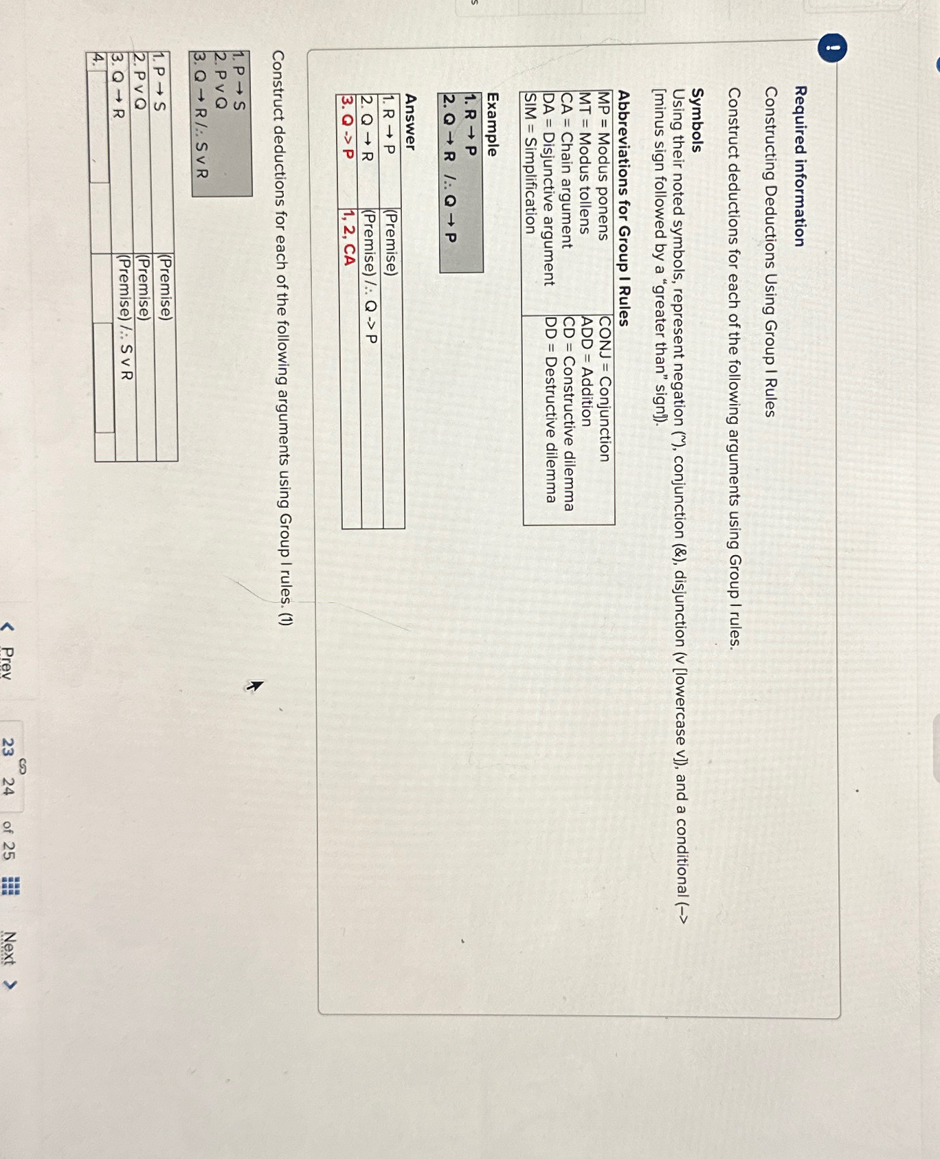 !Required informationConstructing Deductions Using | Chegg.com