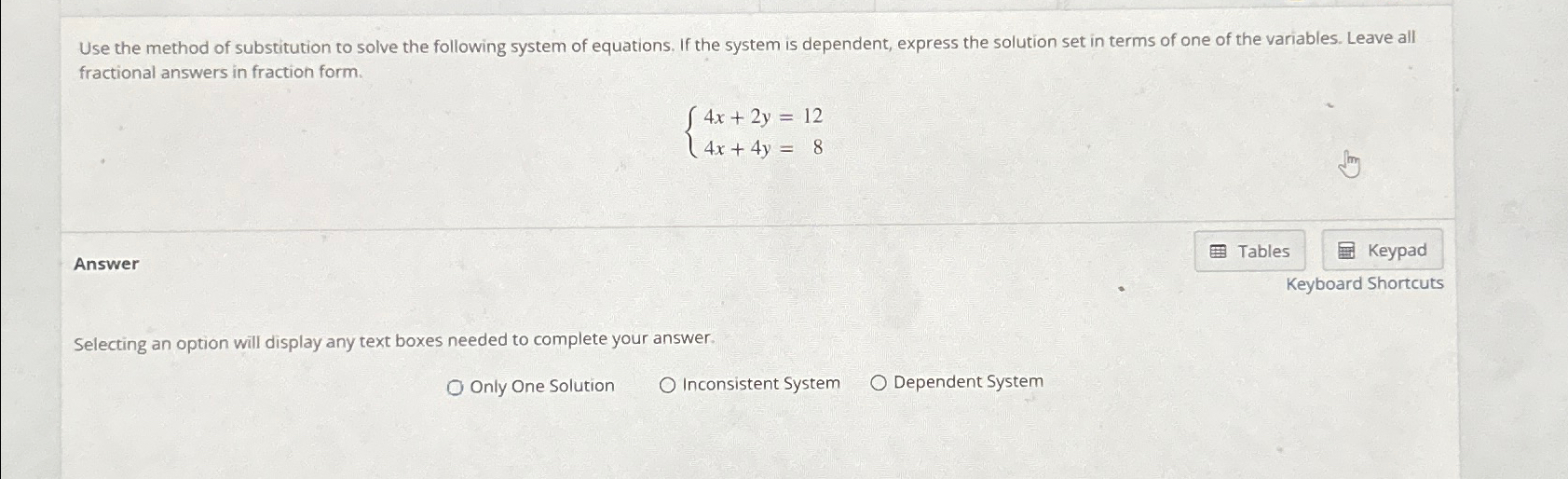 Solved Use the method of substitution to solve the following | Chegg.com