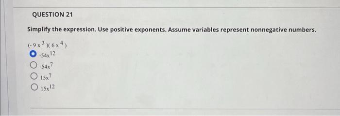 Solved Simplify the expression. Use positive exponents. | Chegg.com