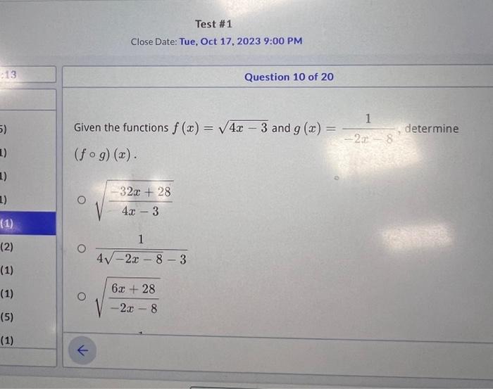 Solved Given the functions f(x)=4x−3 and g(x)=−2x−81, | Chegg.com