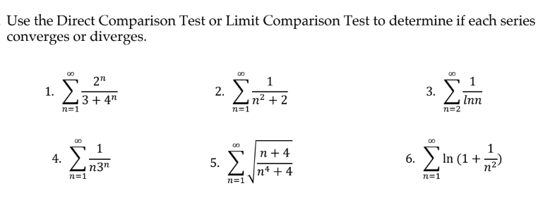 Solved Use the Direct Comparison Test or Limit Comparison | Chegg.com