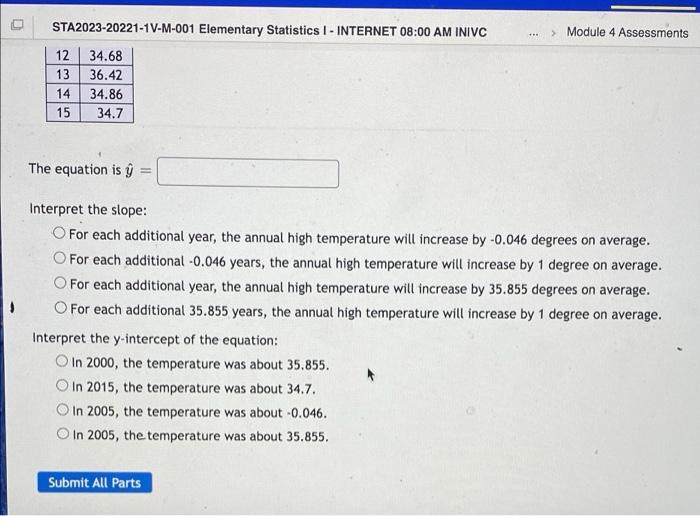 Solved STA2023-20221-1V-M-001 Elementary Statistics I - | Chegg.com