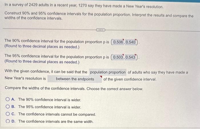 Solved In a survey of 2429 adults in a recent year, 1270 say | Chegg.com