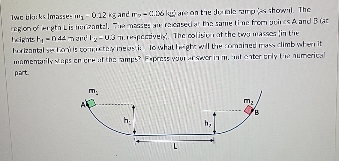 Solved Two blocks (masses m1=0.12kg ﻿and m2=0.06kg ) ﻿are on | Chegg.com