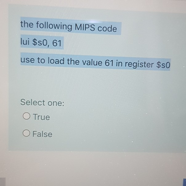 Solved the following MIPS code lui $80, 61 use to load the | Chegg.com