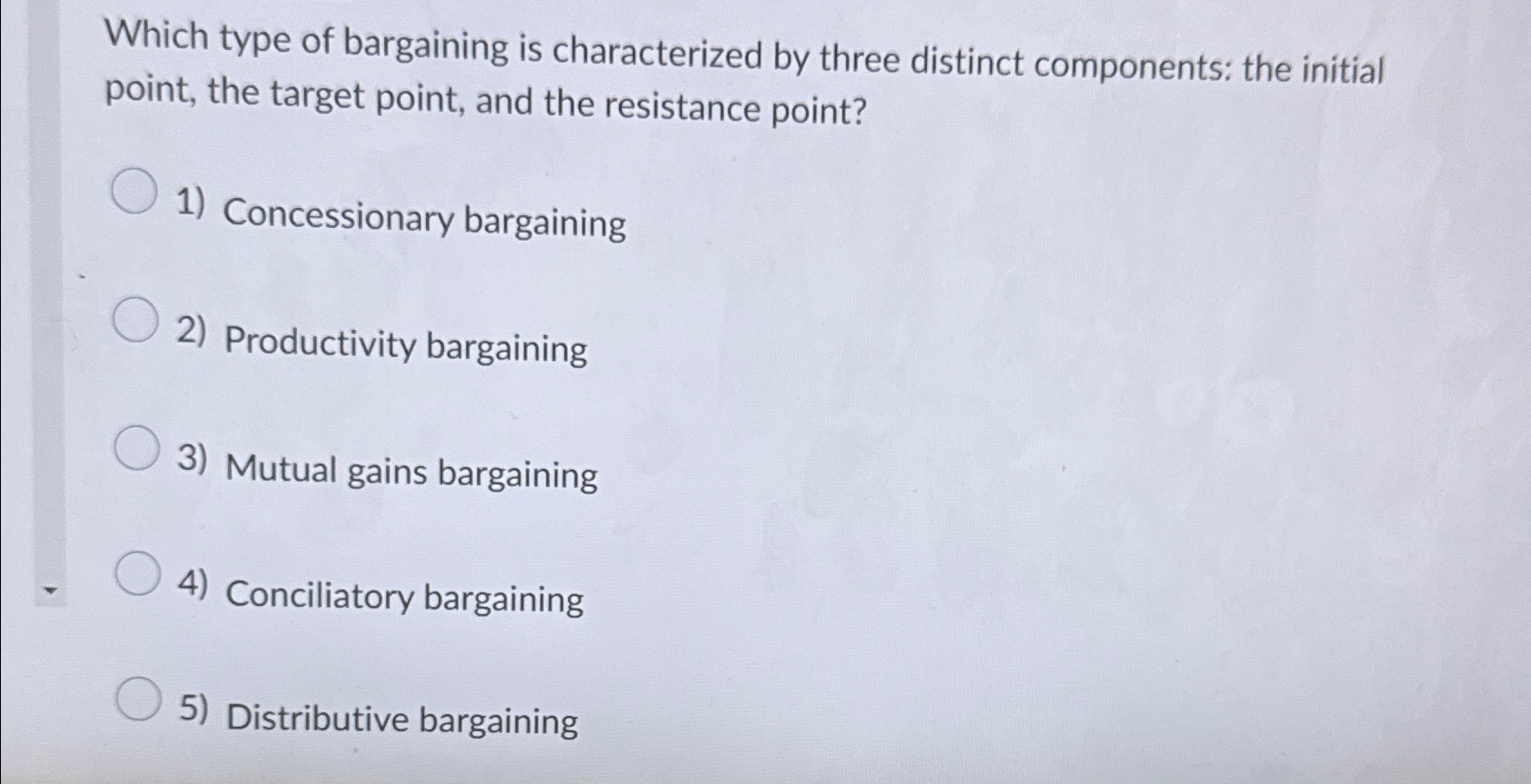 Solved Which type of bargaining is characterized by three | Chegg.com