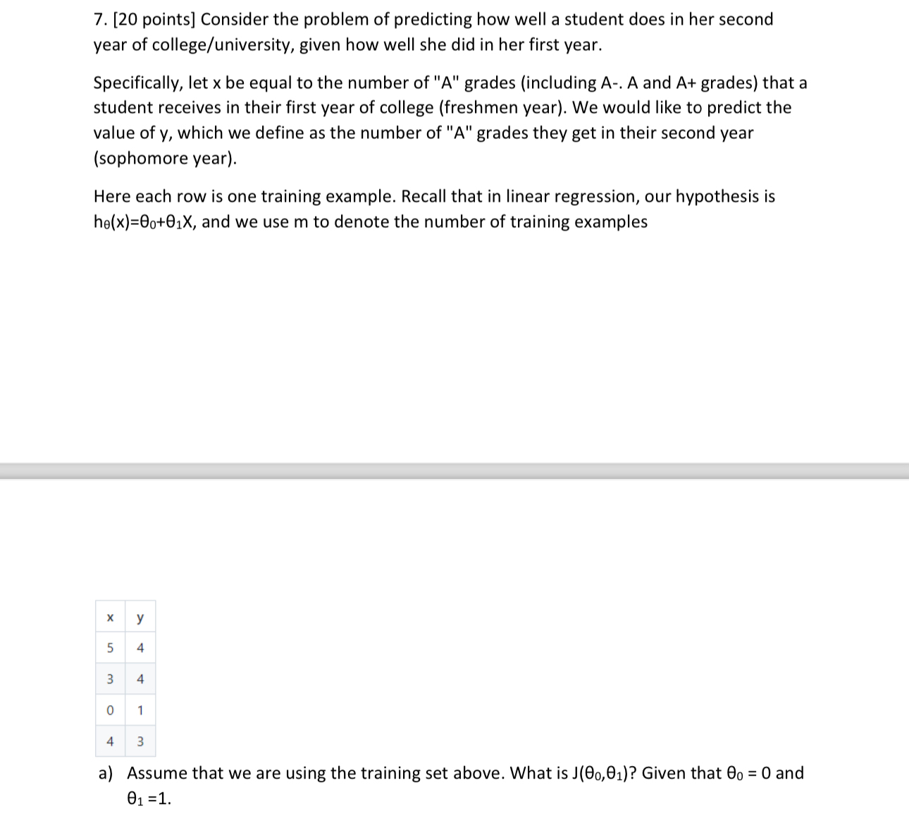 [20 ﻿points] ﻿Consider the problem of predicting how | Chegg.com