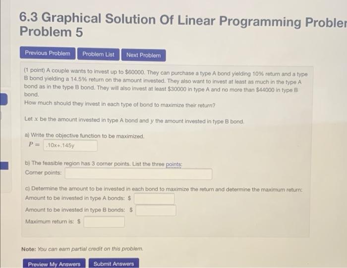 Solved 63 Graphical Solution Of Linear Programming Probler 
