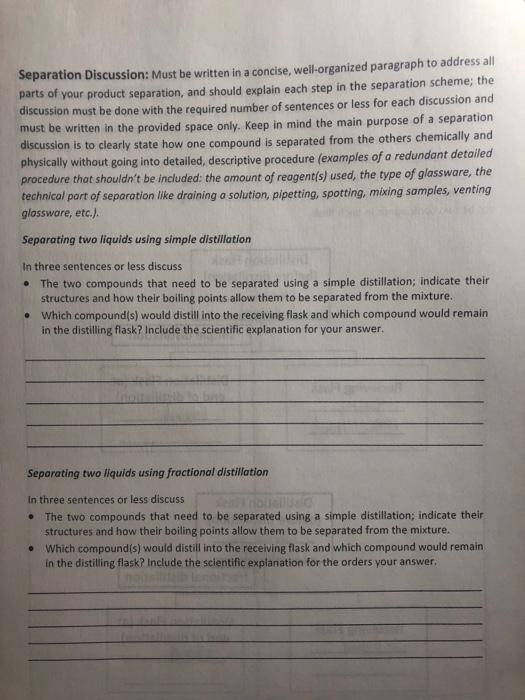 Solved Separation Discussion: Must be written in a concise, | Chegg.com