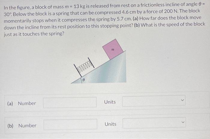 Solved In the figure, a block of mass m=13 kg is released | Chegg.com