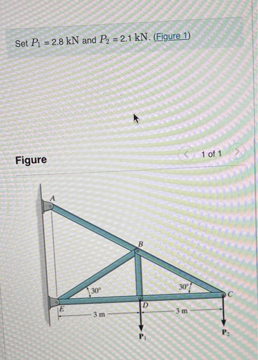 Solved Set P1=2.8kN and P2=2.1kN. (Figure 1) FigureDetermine | Chegg.com