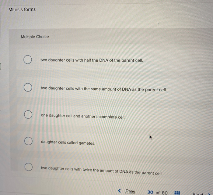 Solved Mitosis forms Multiple Choice two daughter cells with | Chegg.com