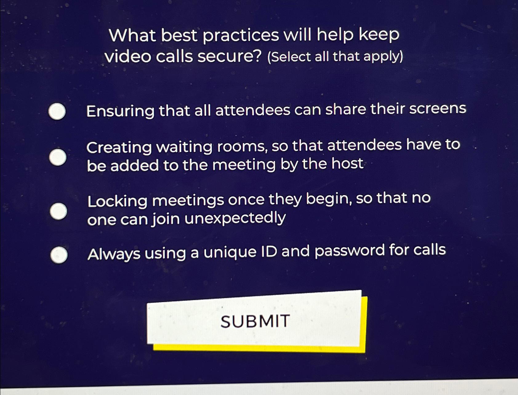 Solved What best practices will help keep video calls | Chegg.com