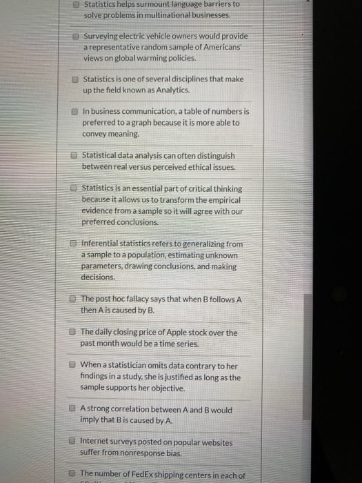 Solved Please identify the 25 correct statements in the set | Chegg.com
