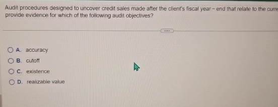 Solved Audit procedures designed to uncover credit sales | Chegg.com