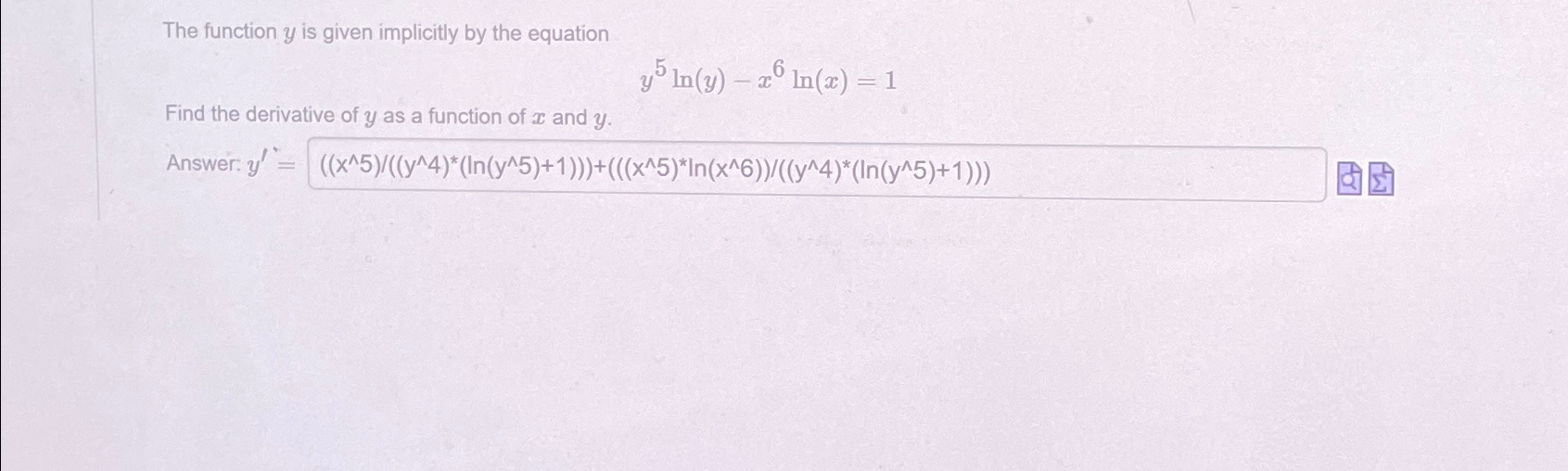 Solved The function y ﻿is given implicitly by the | Chegg.com