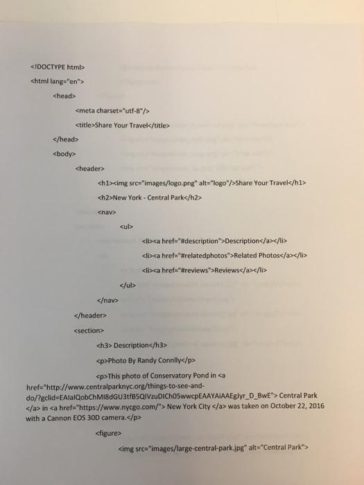 Solved Using the HTML coding below, add visual stylistic | Chegg.com