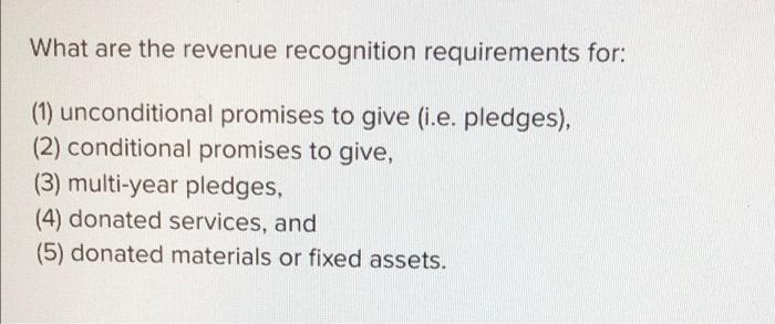 Solved What are the revenue recognition requirements for: | Chegg.com