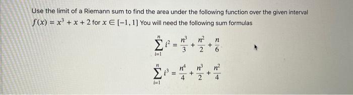Solved Use the limit of a Riemann sum to find the area under | Chegg.com