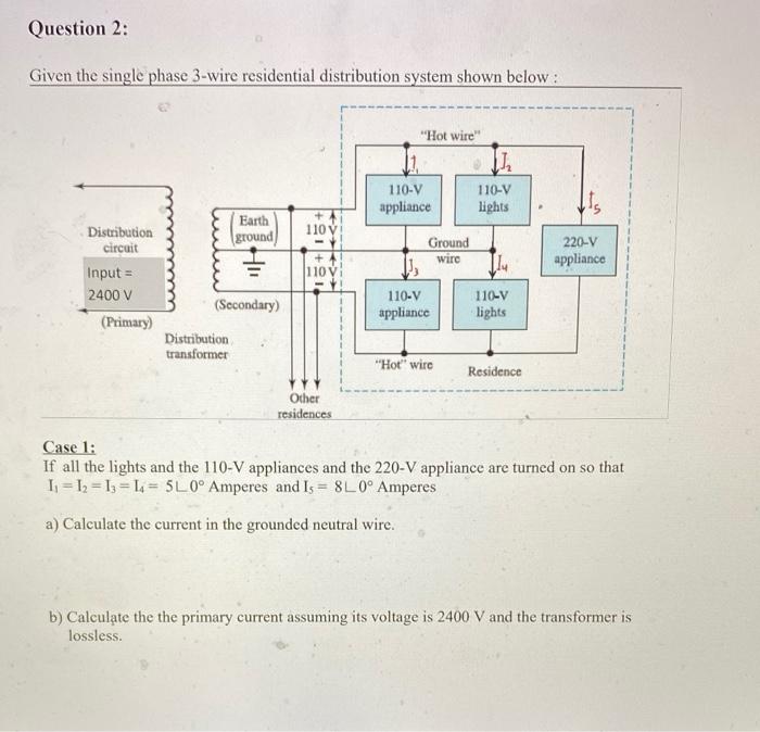 Solved Given the single phase 3 -wire residential | Chegg.com