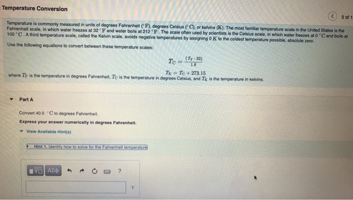 Solved Temperature Conversion 5 of 1 Temperature is commonly | Chegg.com