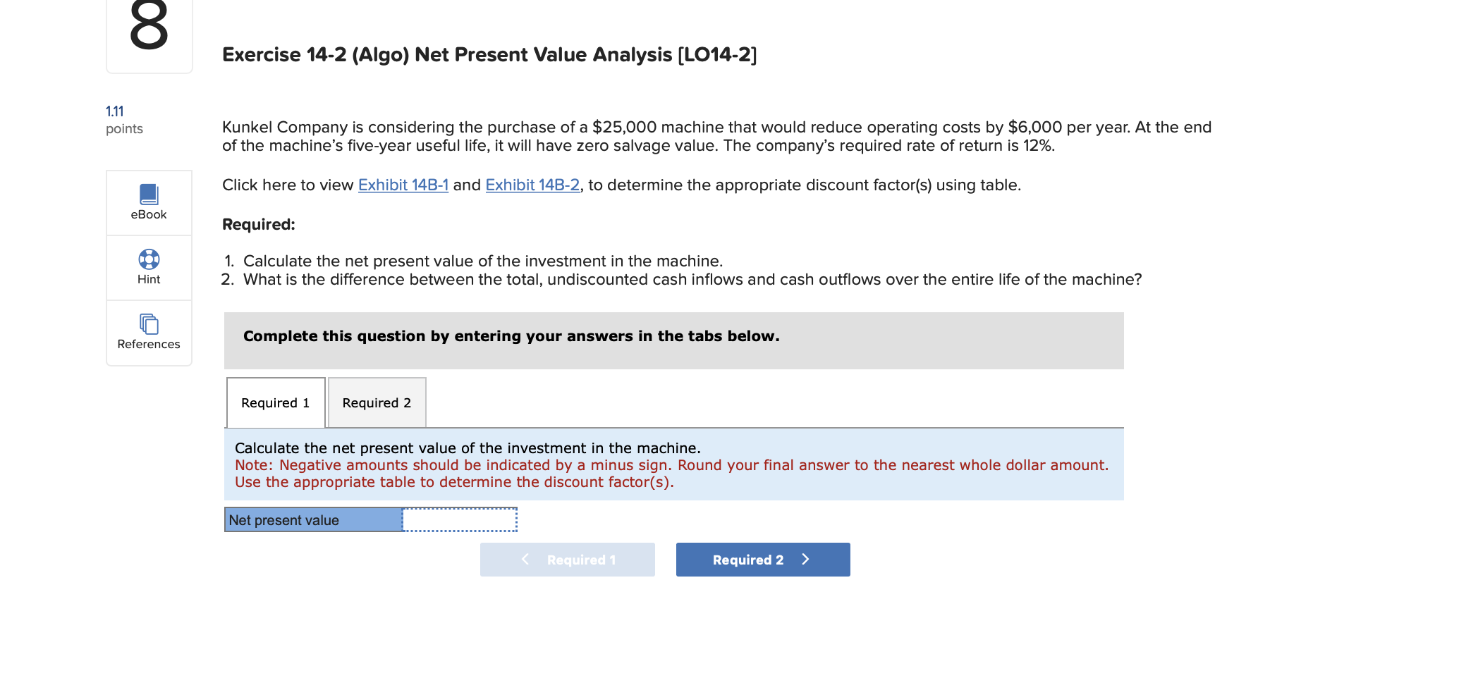 Solved Exercise 14-2 (Algo) ﻿Net Present Value Analysis | Chegg.com
