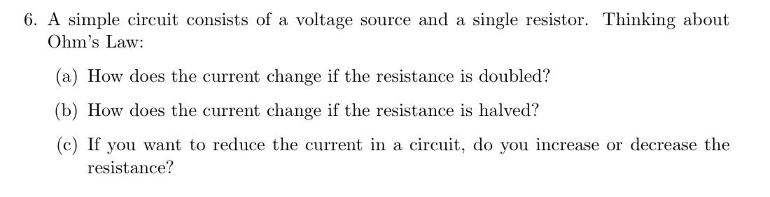 Solved A simple circuit consists of a voltage source and a | Chegg.com