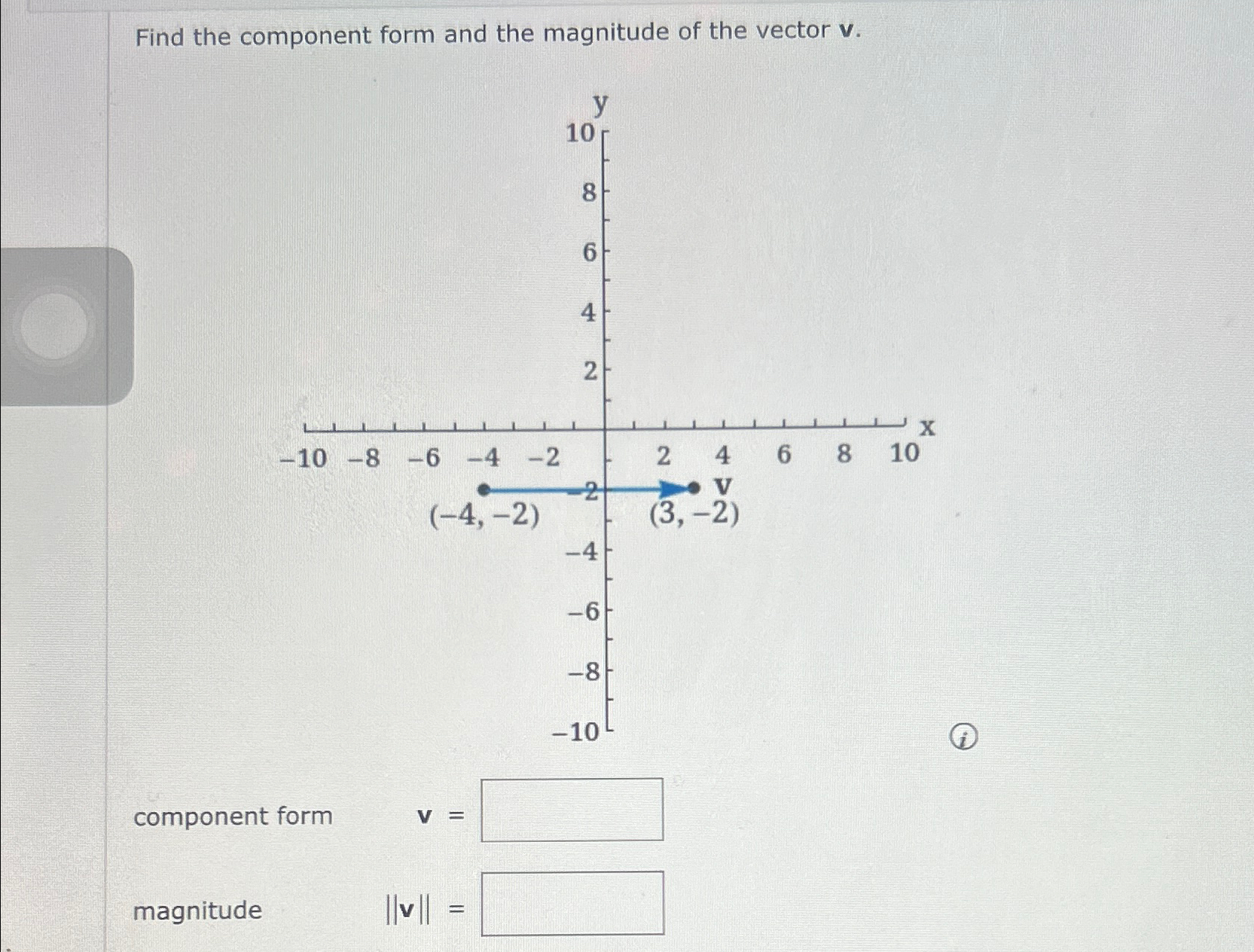 Solved Find the component form and the magnitude of the | Chegg.com