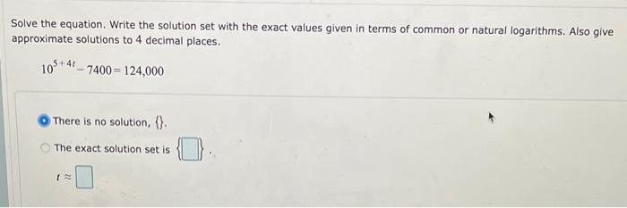 Solved Solve the equation. Write the solution set with the | Chegg.com